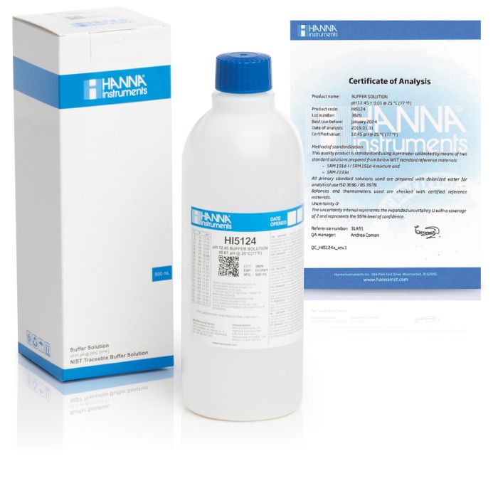 pH 12.45 Technical Calibration Buffer (500 mL) - HI5124 - Hanna Instruments India