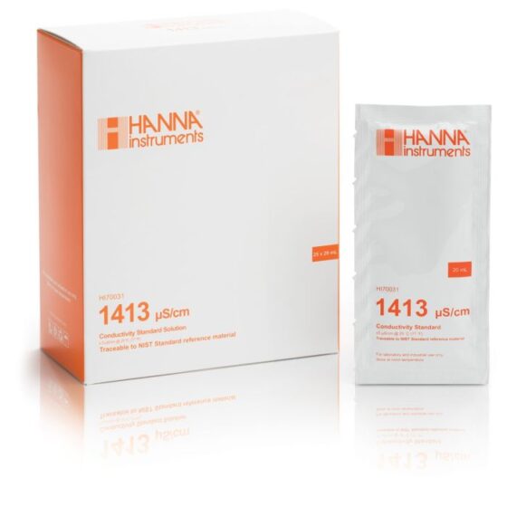 1413 µS/cm Conductivity Standard (25 x 20mL) - HI70031P - Hanna ...